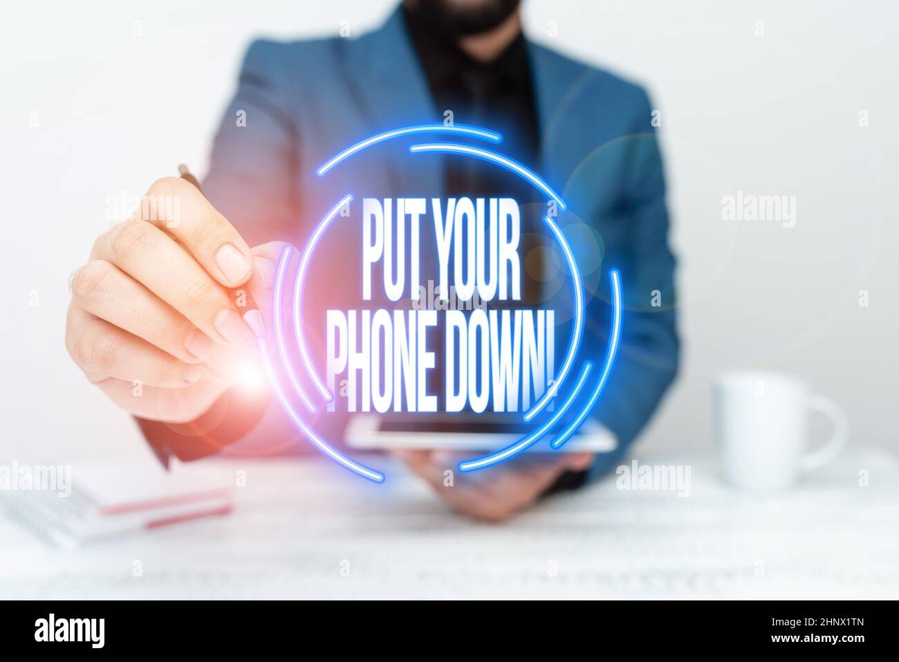 Conceptual display Put Your Phone Down, Business concept end telephone ...