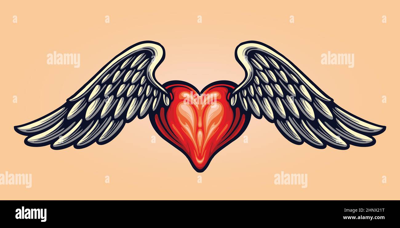 Heart Love Flying Isolated Vector illustrations for your work Logo ...