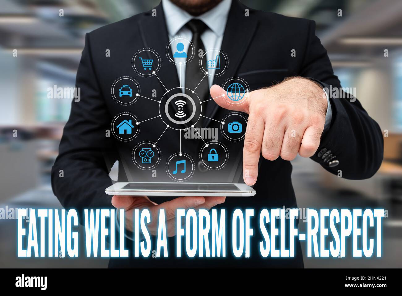 Text showing inspiration Eating Well Is A Form Of Self Respect ...