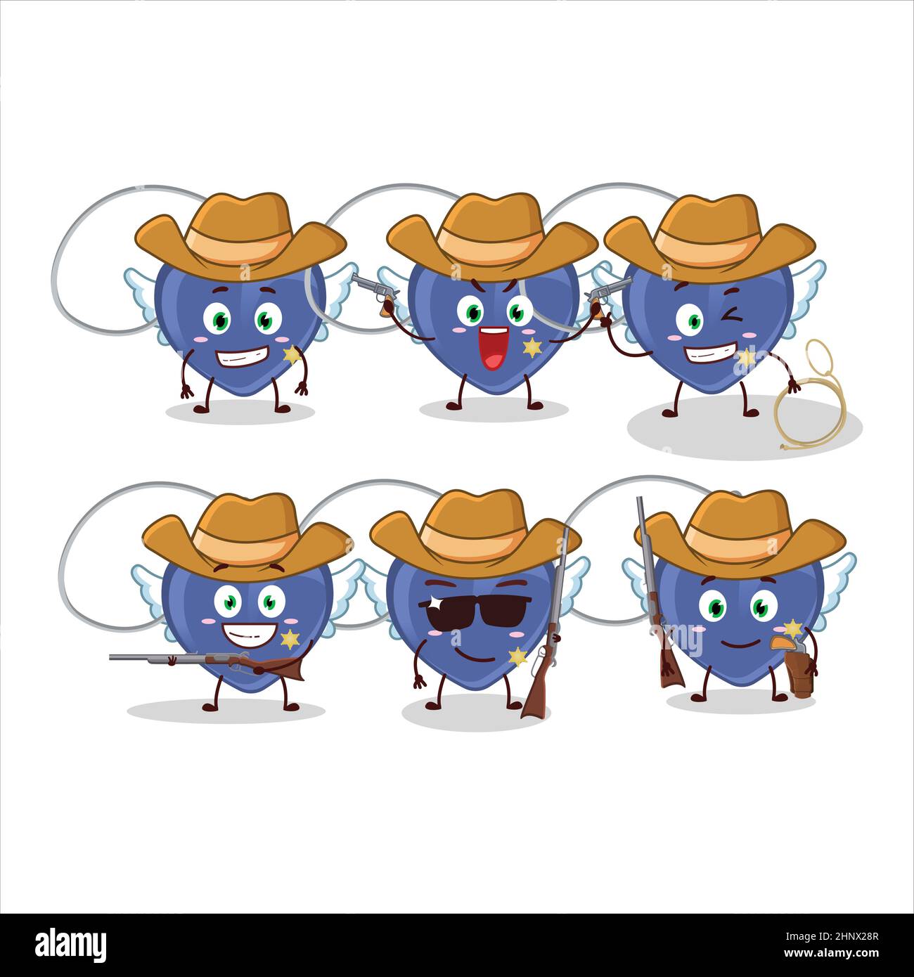 Cool cowboy angel heart necklace cartoon character with a cute hat ...