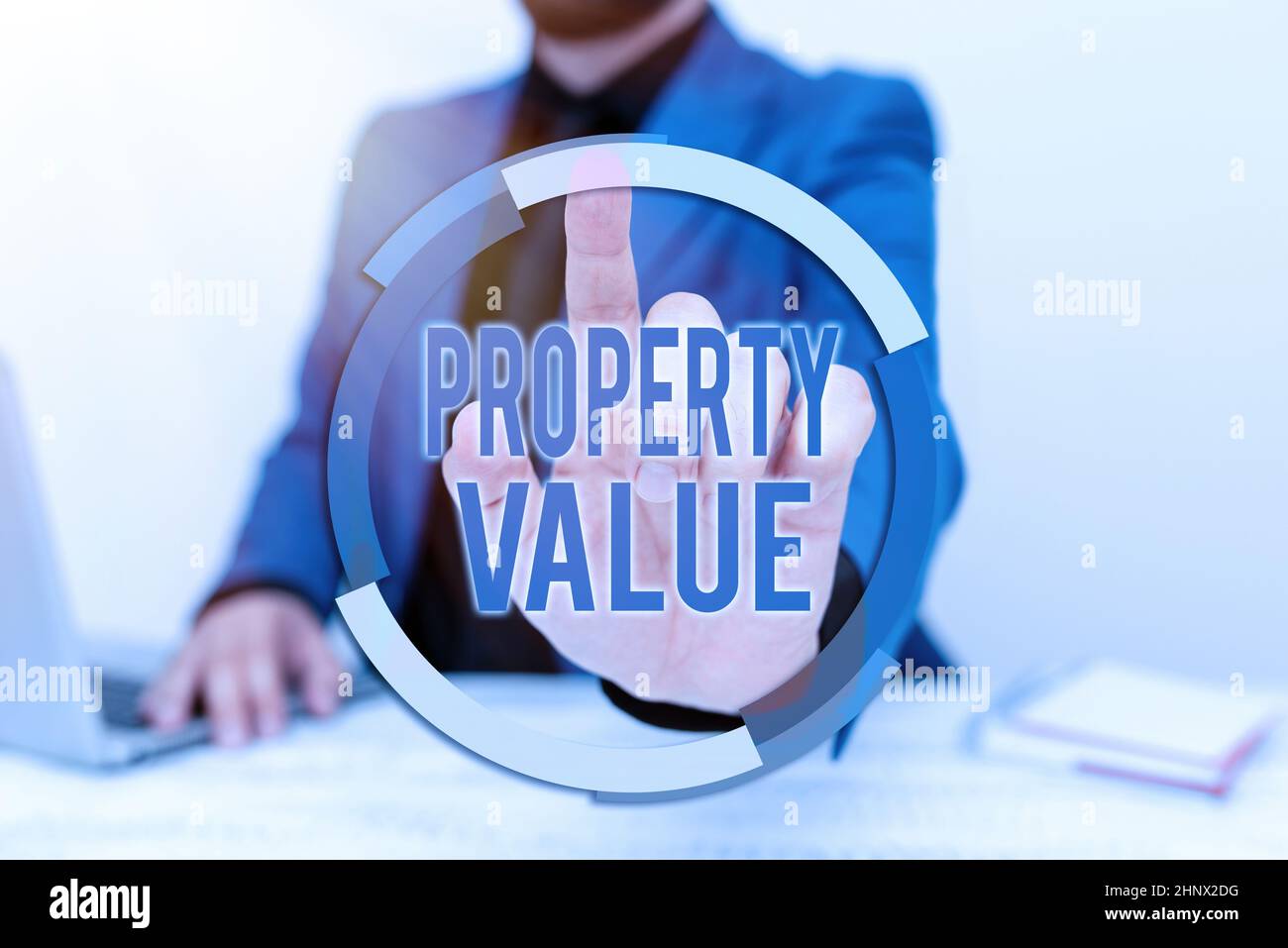 Text caption presenting Property Value, Business overview Worth of a ...