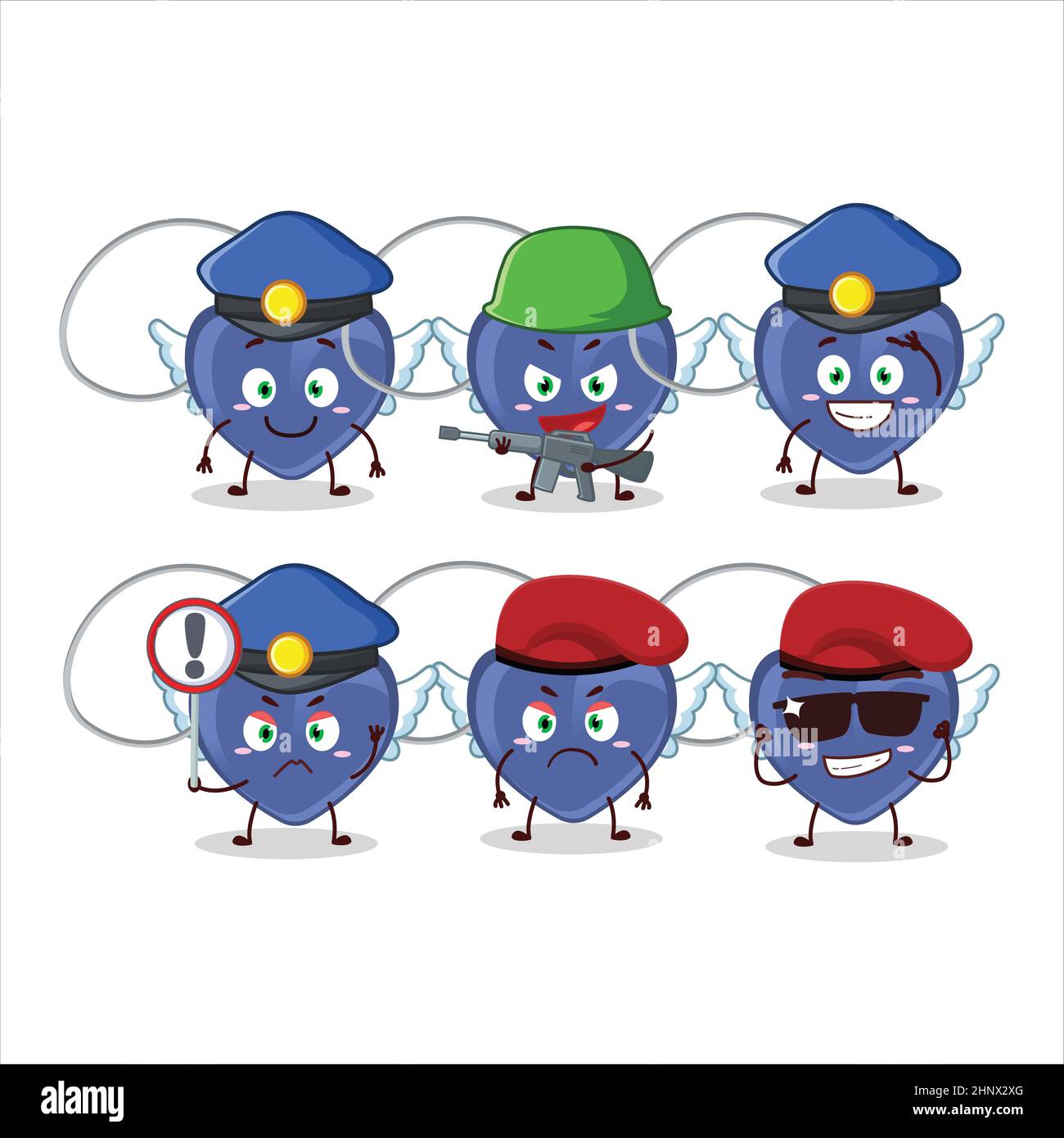 A dedicated Police officer of angel heart necklace mascot design style ...