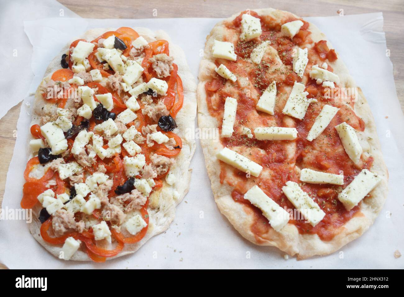 traditional roman pinsa made at home and filled with variety of ...