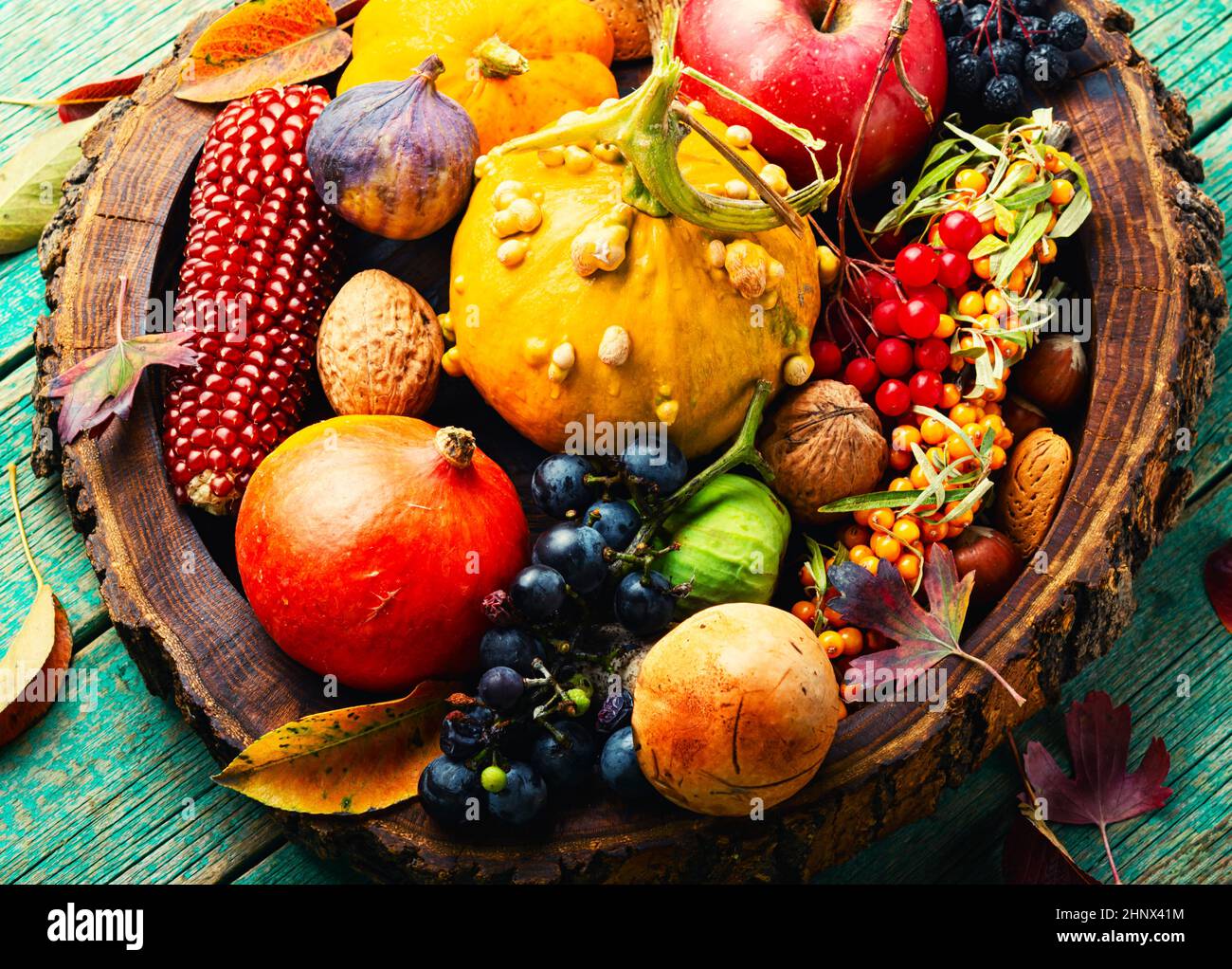 Large set of colorful autumn fruits, vegetables and berries Stock Photo ...