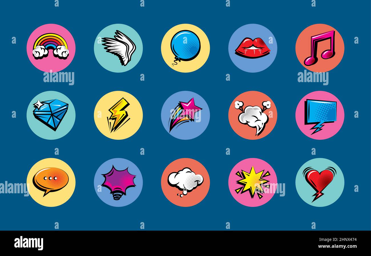 pop art flat icons Stock Vector Image & Art - Alamy