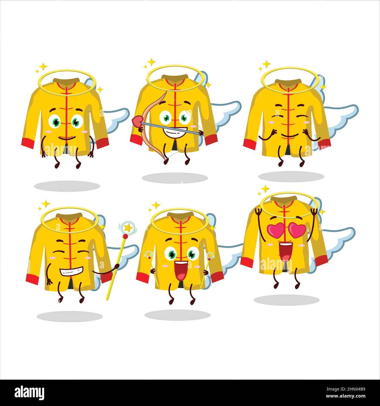 Yellow Chinese Traditional Costume Cartoon Designs As A Cute Angel