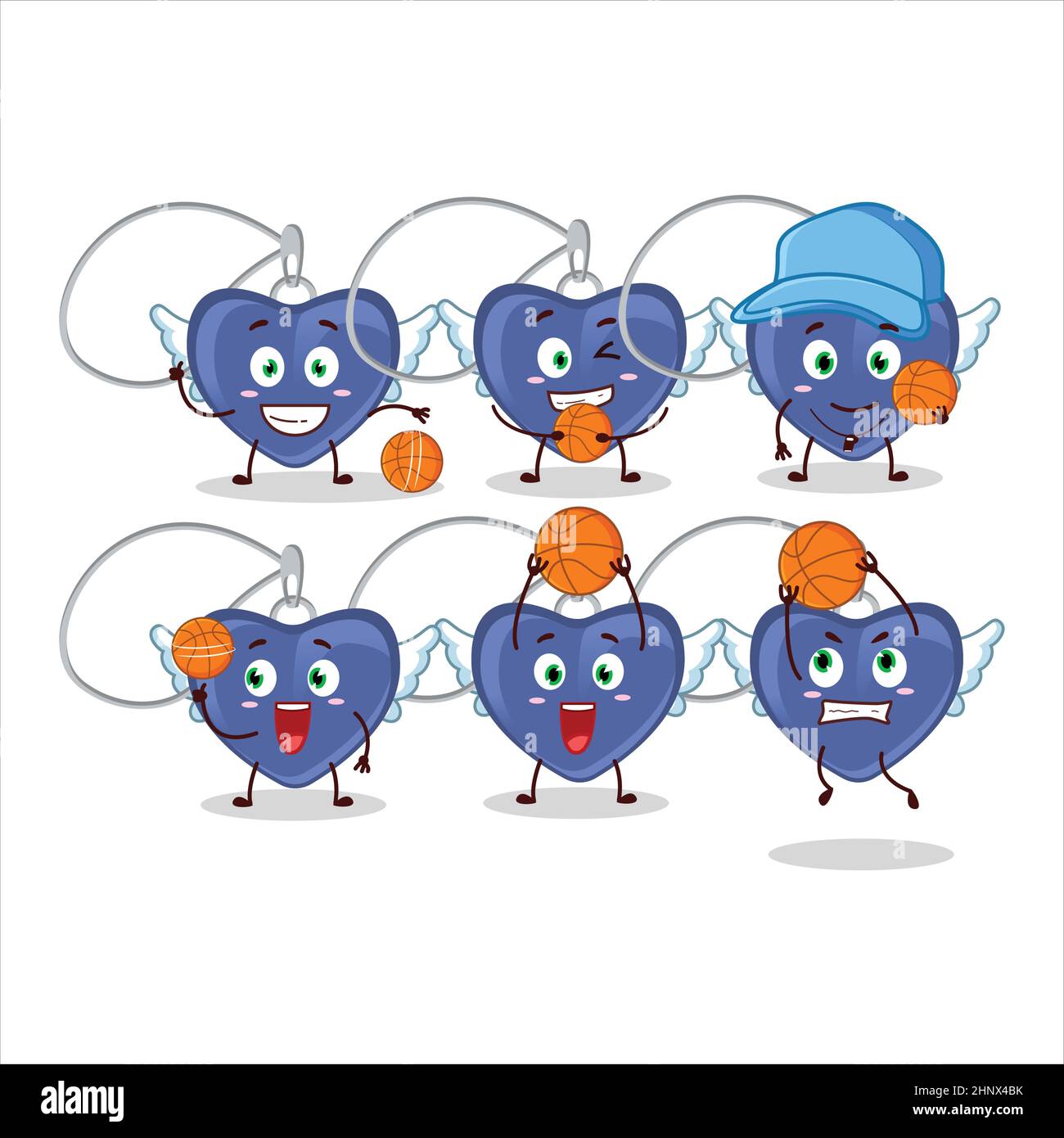 Talented angel heart necklace cartoon character as a basketball athlete ...