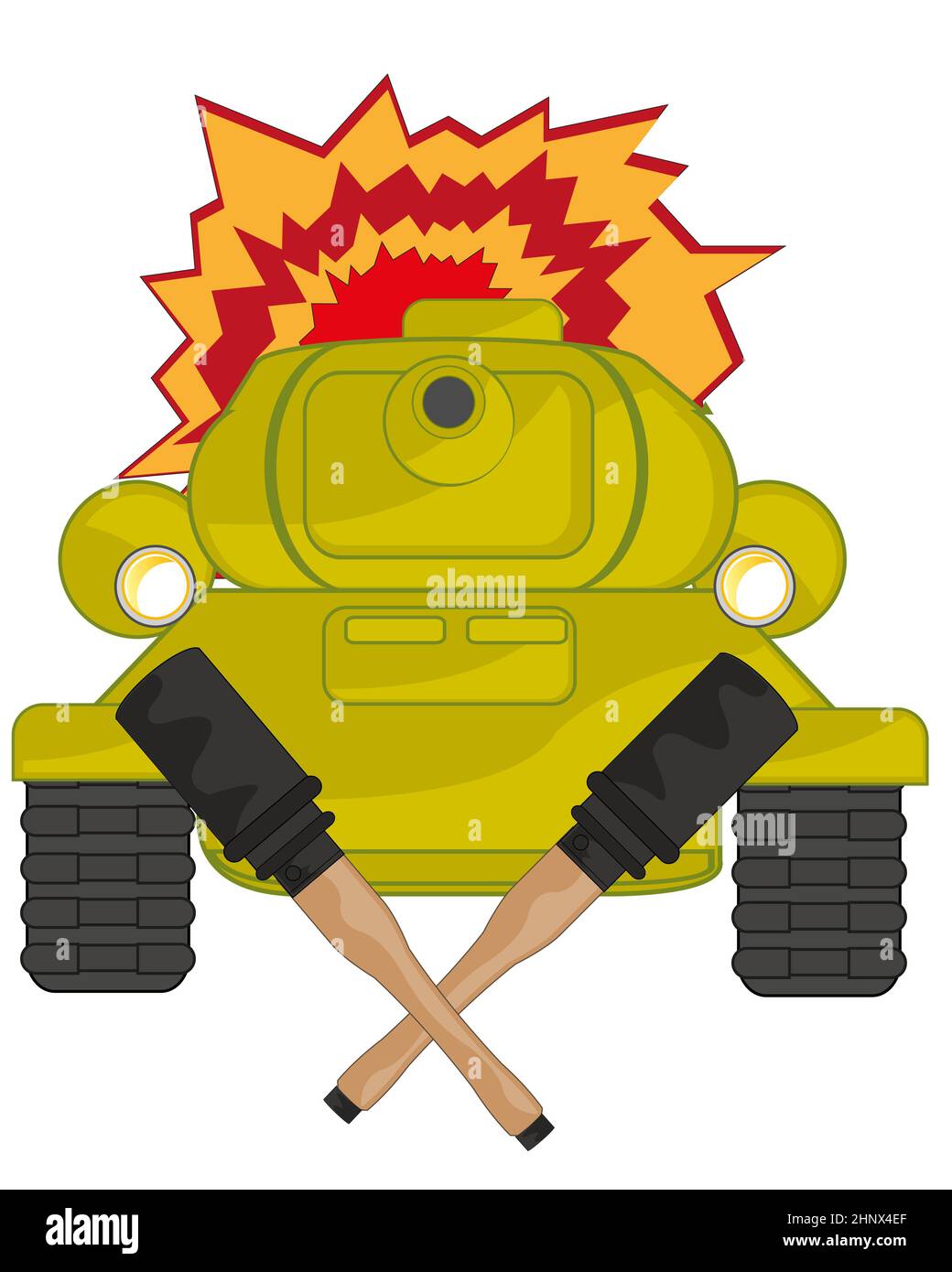 Two garnets and burning tank on white background is insulated Stock ...