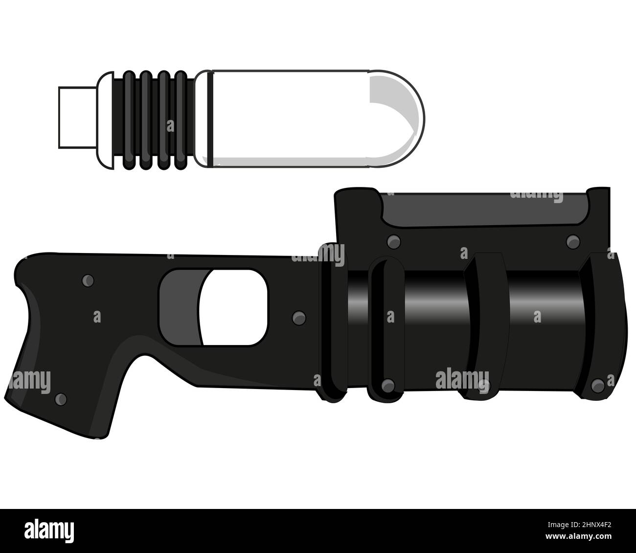 Underbarrel grenade launcherand and charge grenade for it Stock Photo - Alamy