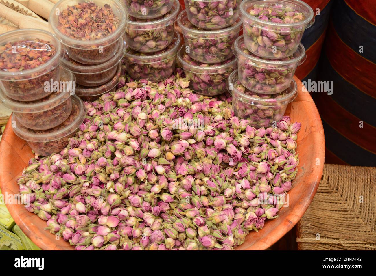 Roses for tea. Species, ingredients tea flowers in the street market of ...