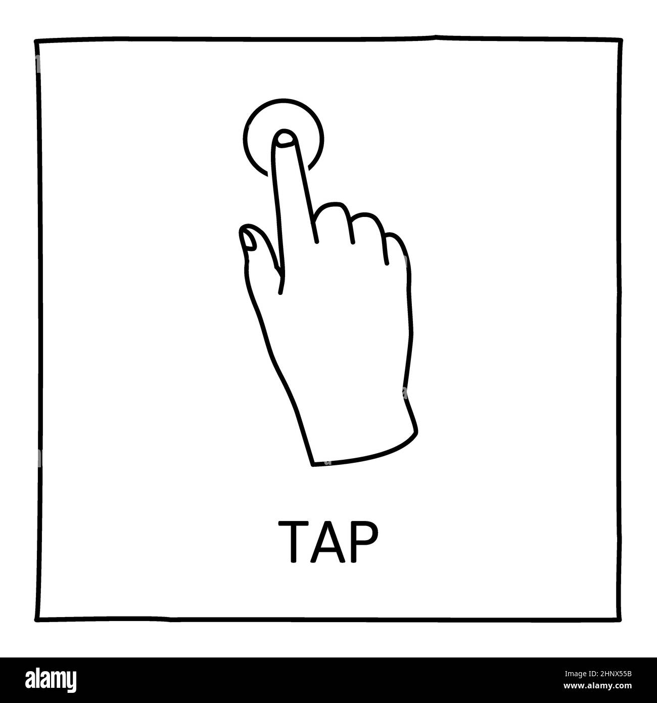 Doodle gesture icon. Tap once. Touch screen hand finger gestures. Hand ...