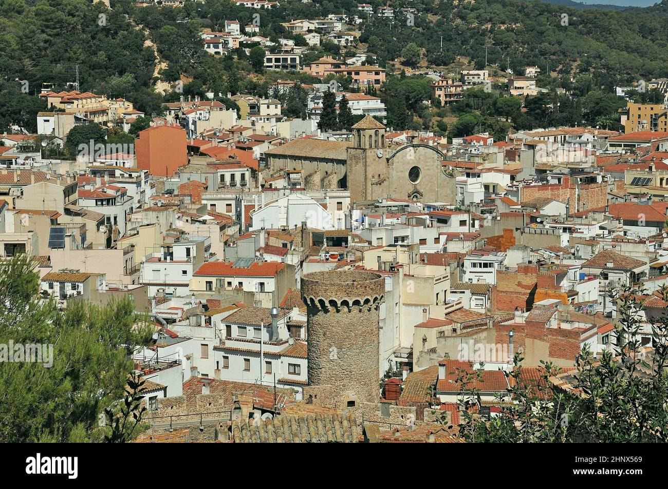 Panoramic view of Tossa de Mar in the region of La Selva, province of ...