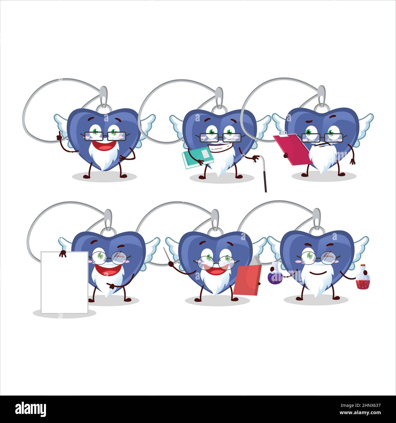 Professor angel heart necklace academic cartoon character working on ...