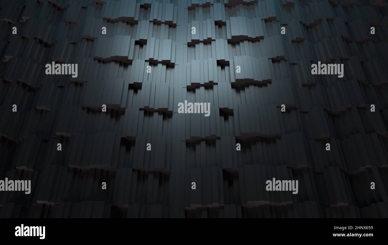 Computer generated background waves of rectangles, top view. 3D ...