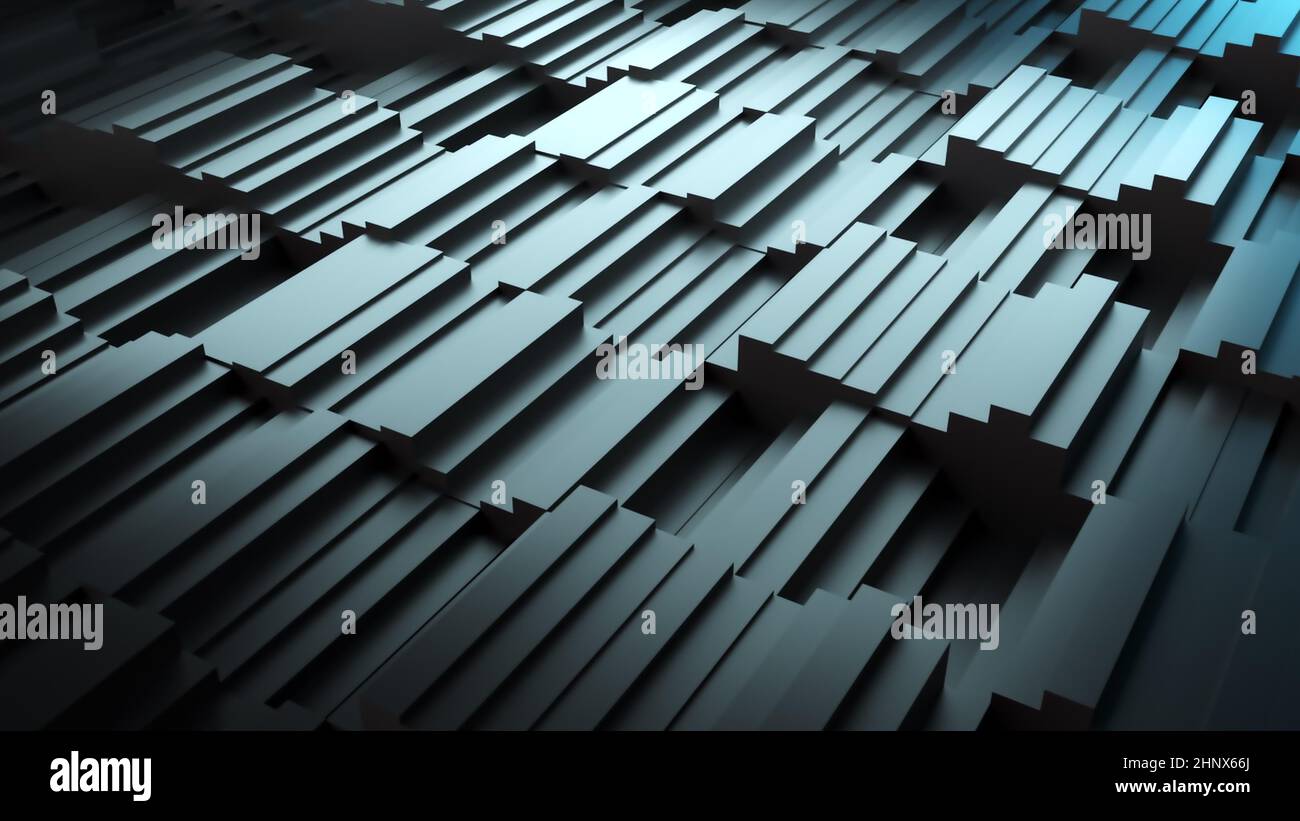 Computer generated background waves of rectangles, top view. 3D ...