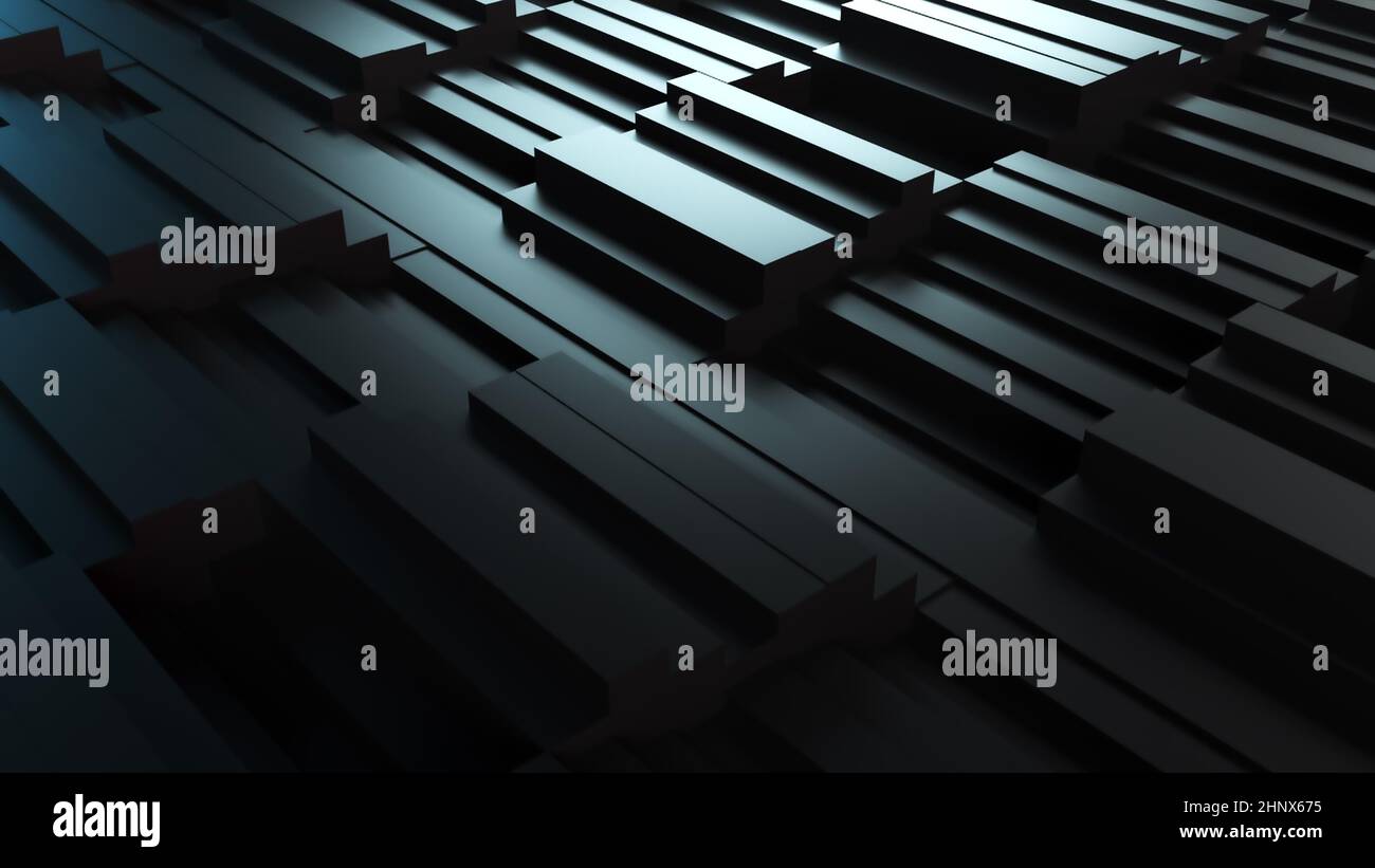Computer generated background waves of rectangles, top view. 3D ...