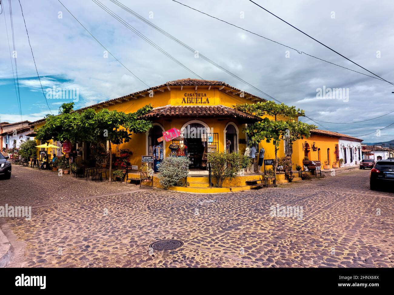Colorful architecture in colonial Suchitoto, El Salvador Stock Photo ...