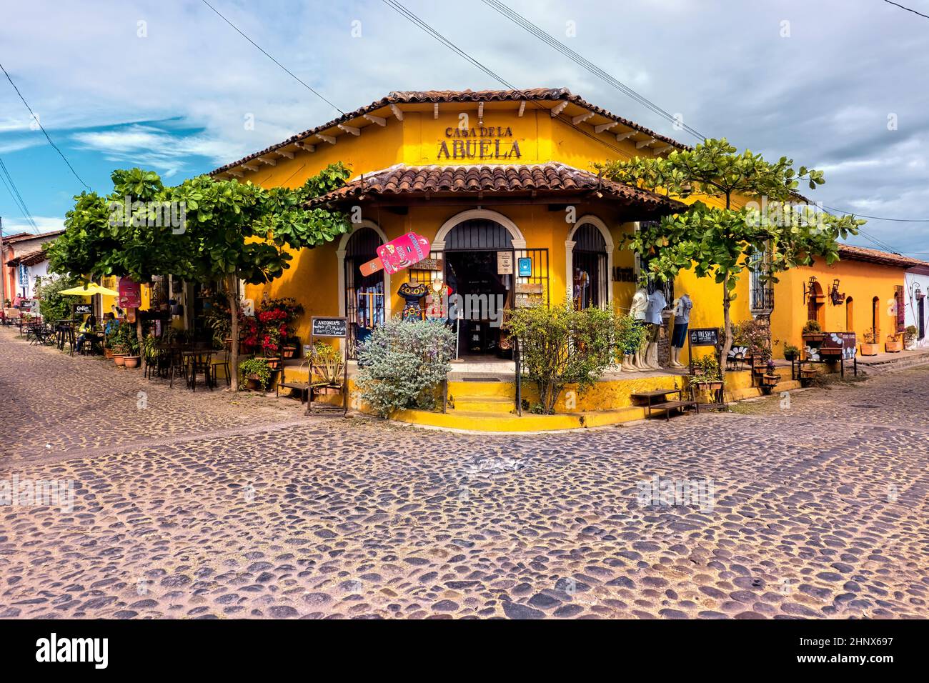 Colorful architecture in colonial Suchitoto, El Salvador Stock Photo ...