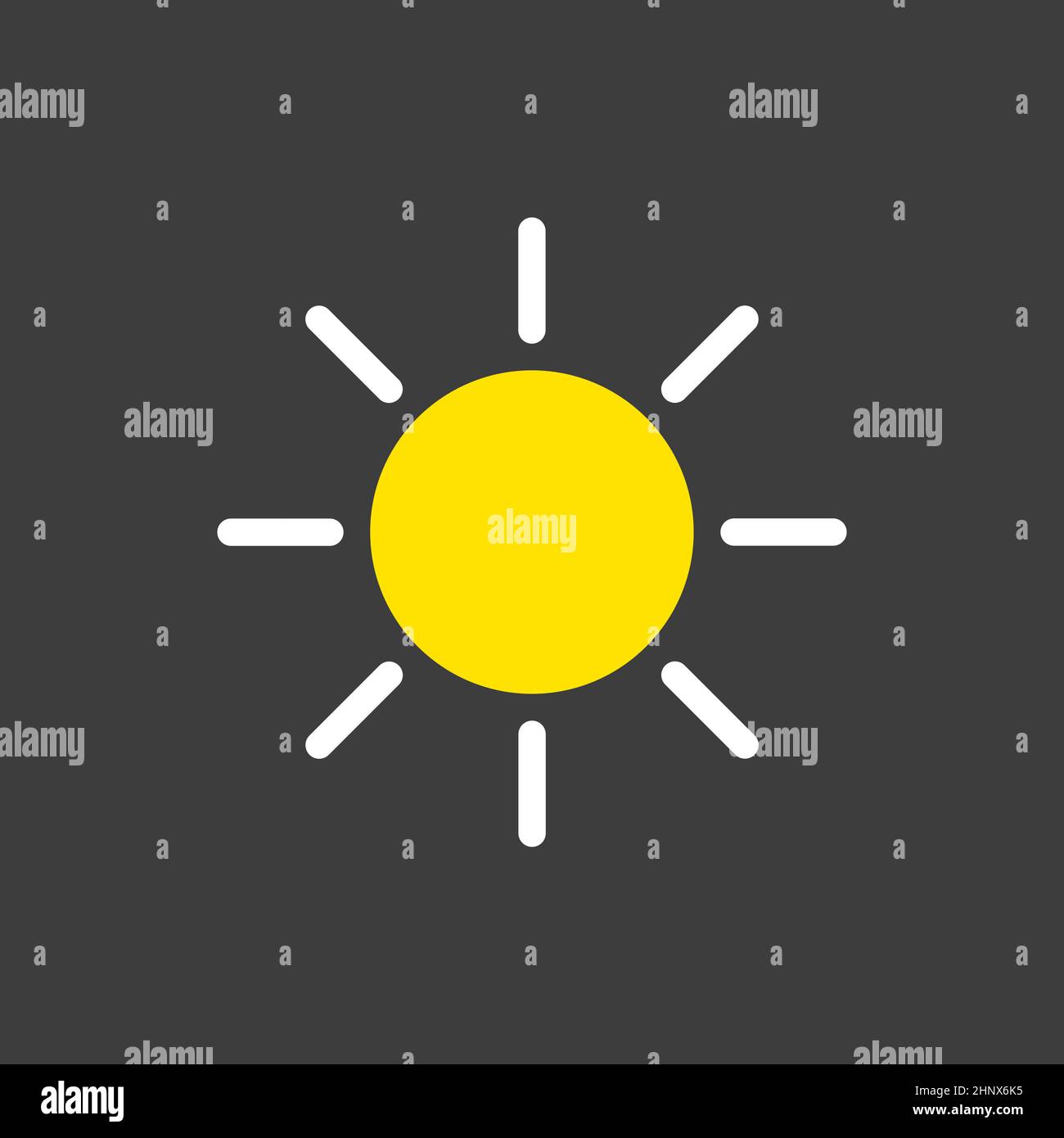 Sun vector glyph icon on dark background. Symbol of the good weather ...