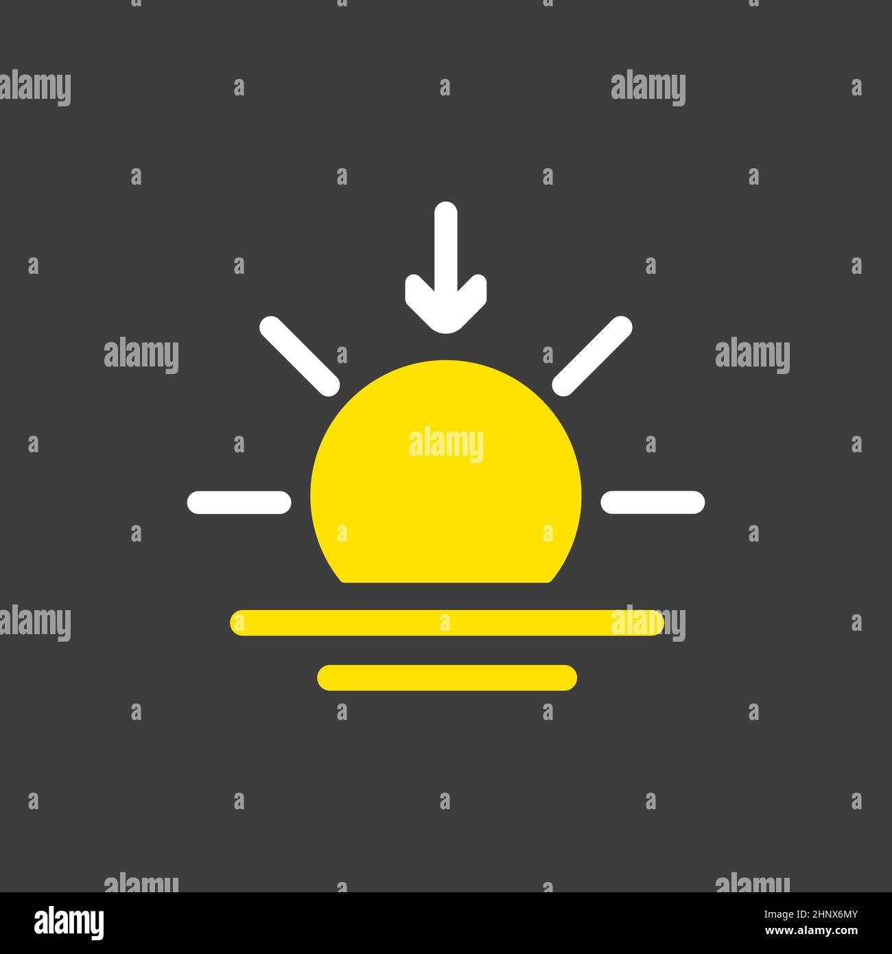 Sunset vector glyph icon on dark background. Meteorology sign. Graph ...