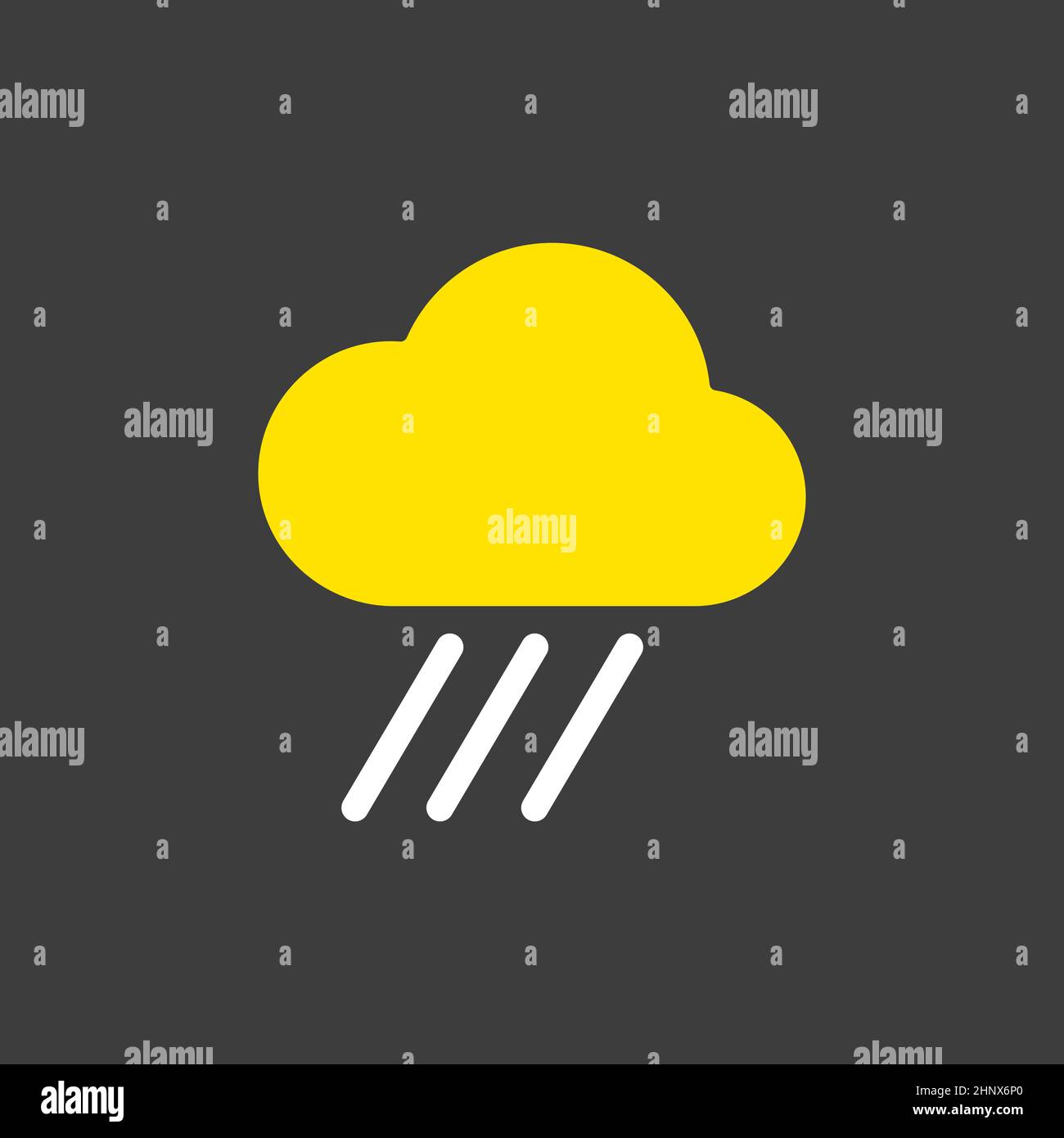Raincloud vector glyph icon on dark background. Meteorology sign. Graph ...
