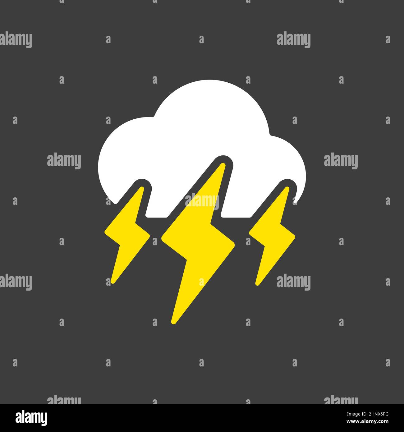 Storm cloud vector glyph icon on dark background. Rainstorm symbol ...