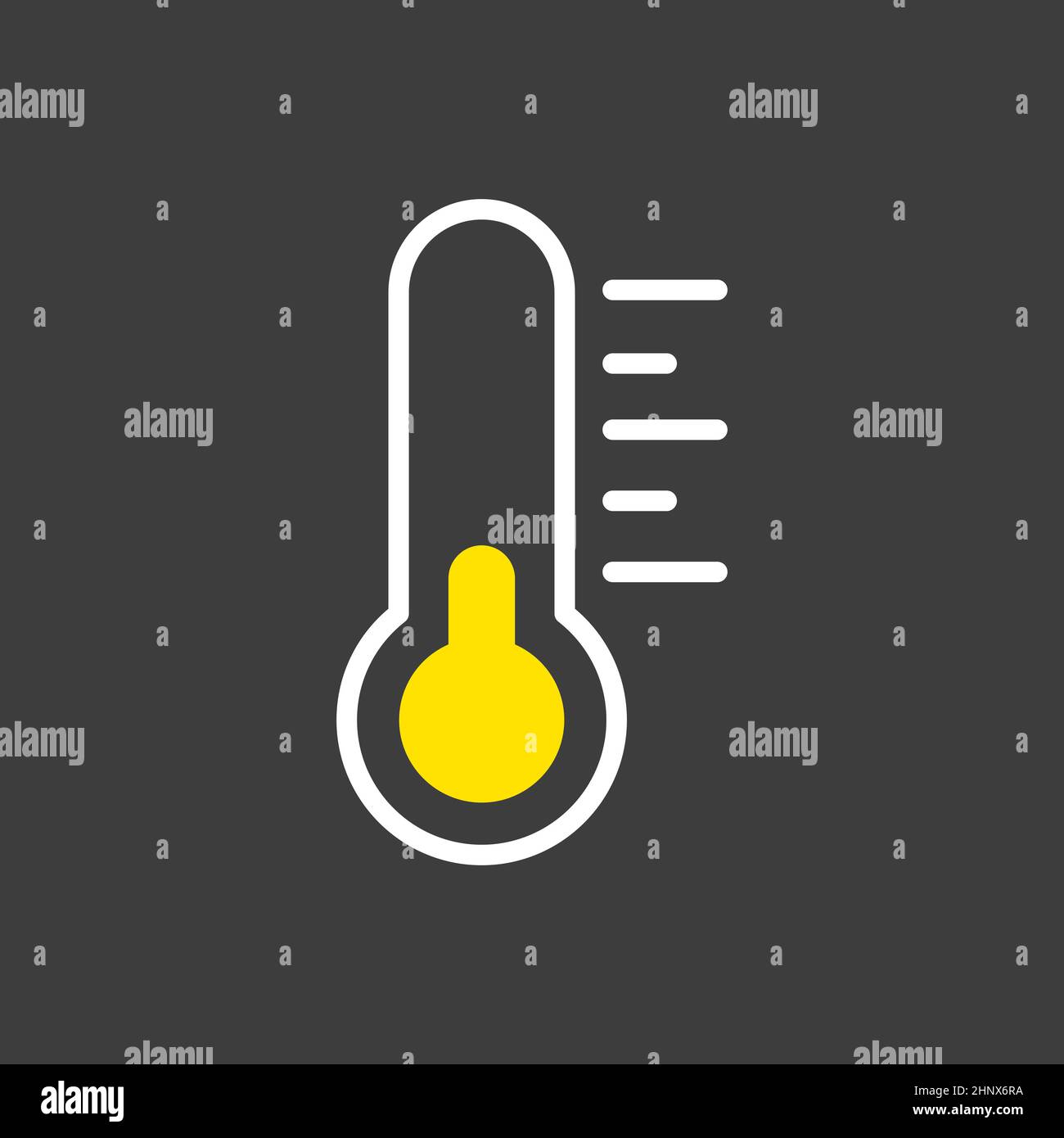 Thermometer vector glyph icon on dark background. Meteorology sign ...
