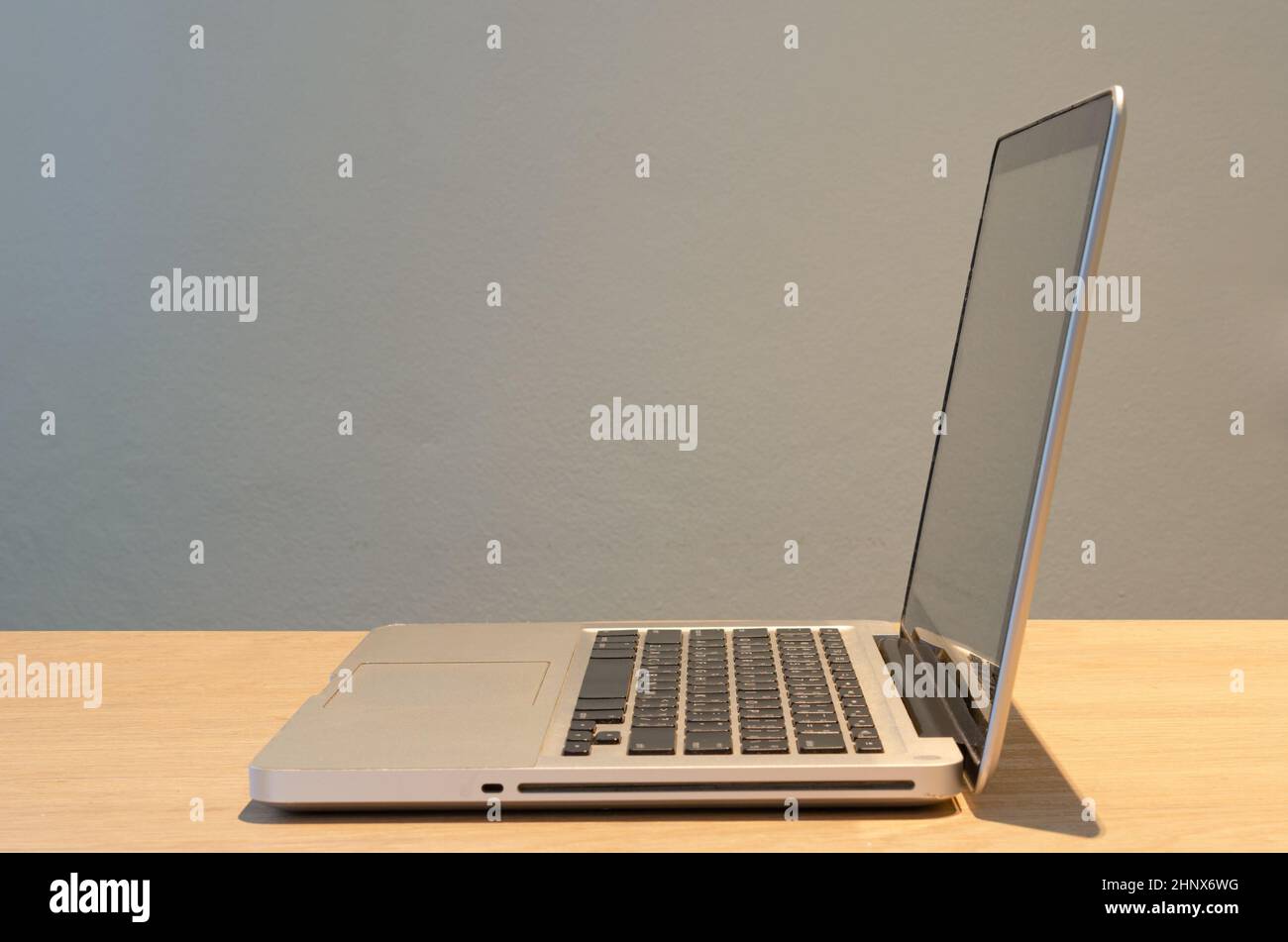 computer laptop on a desk in the office Stock Photo - Alamy