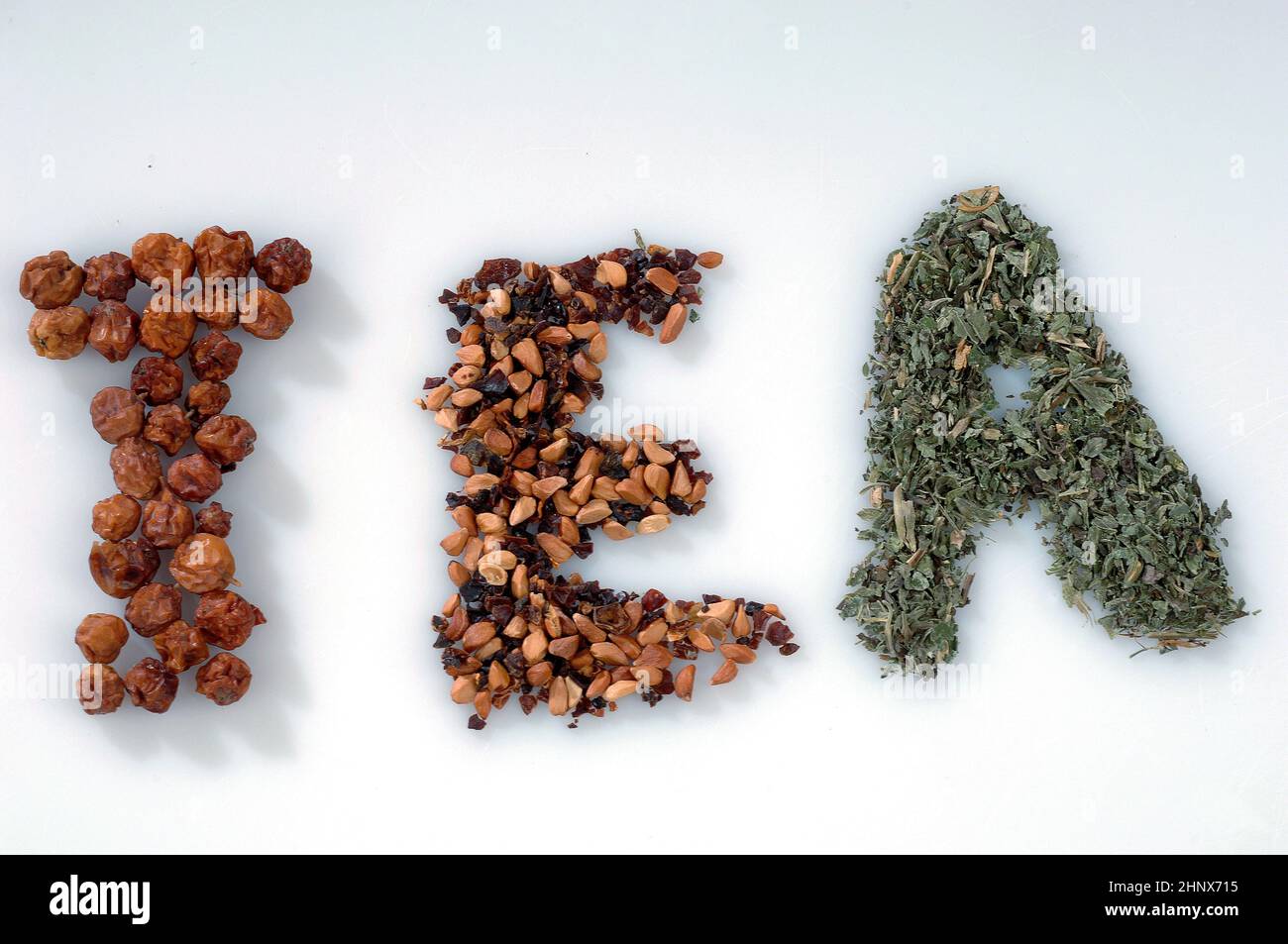 inscription tea from different kinds of grains Stock Photo - Alamy