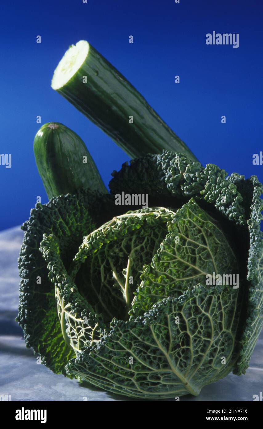 Italian cabbage and green cucumber Stock Photo - Alamy