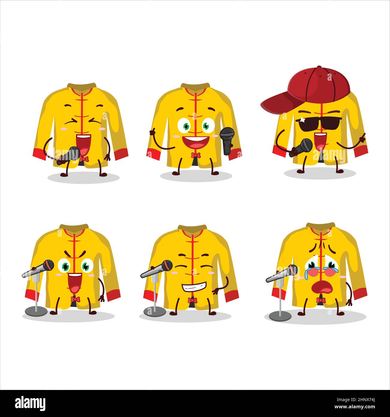 A Cute Cartoon design concept of yellow chinese traditional costume ...
