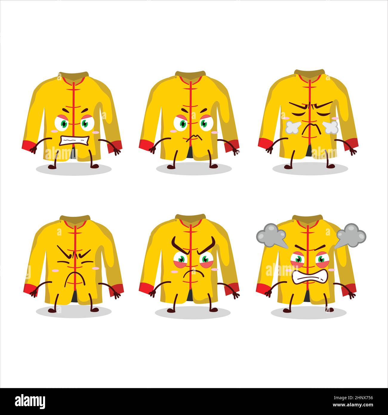 Yellow chinese traditional costume cartoon character with various angry ...