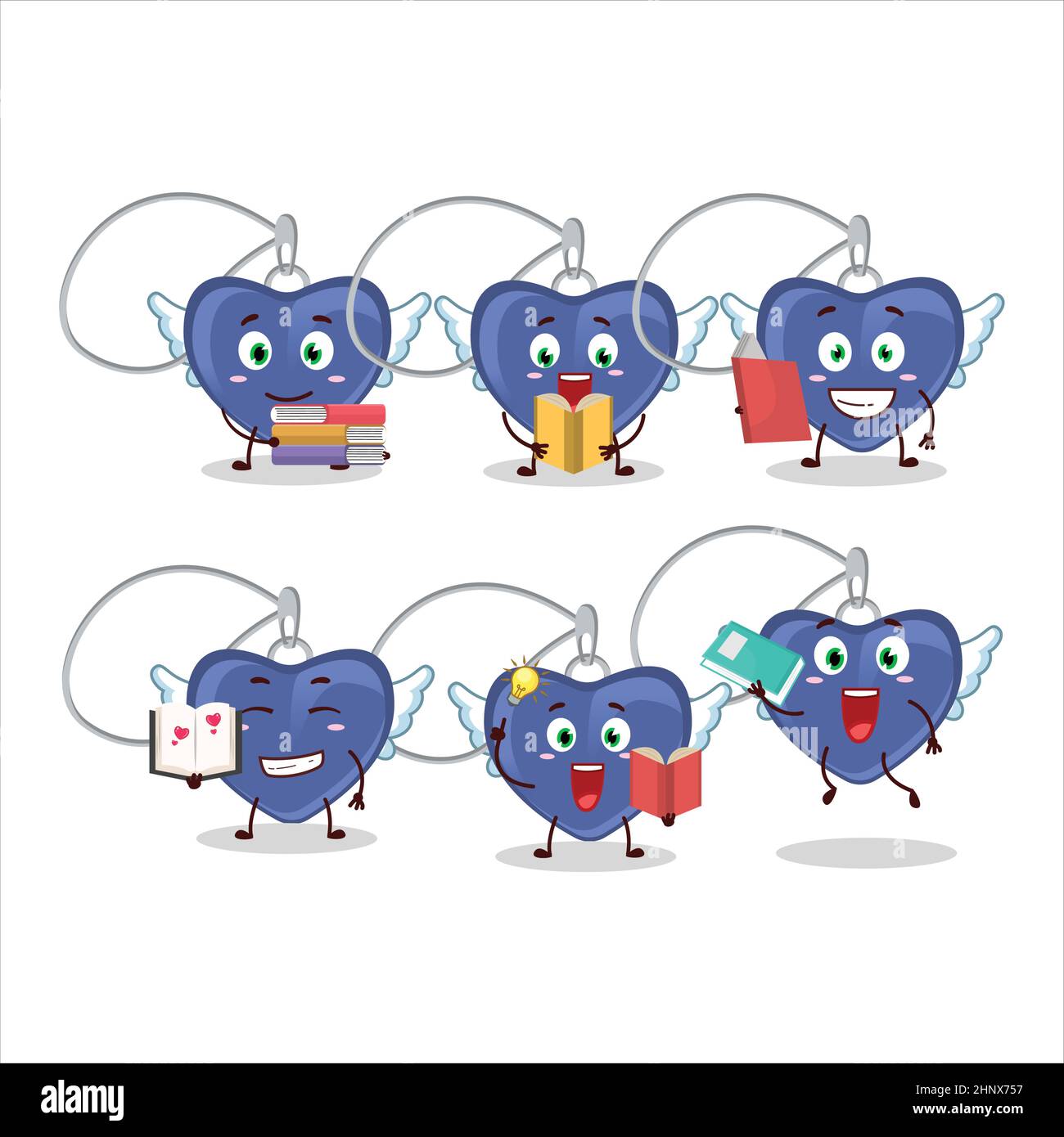 A picture of angel heart necklace cartoon character concept reading an ...