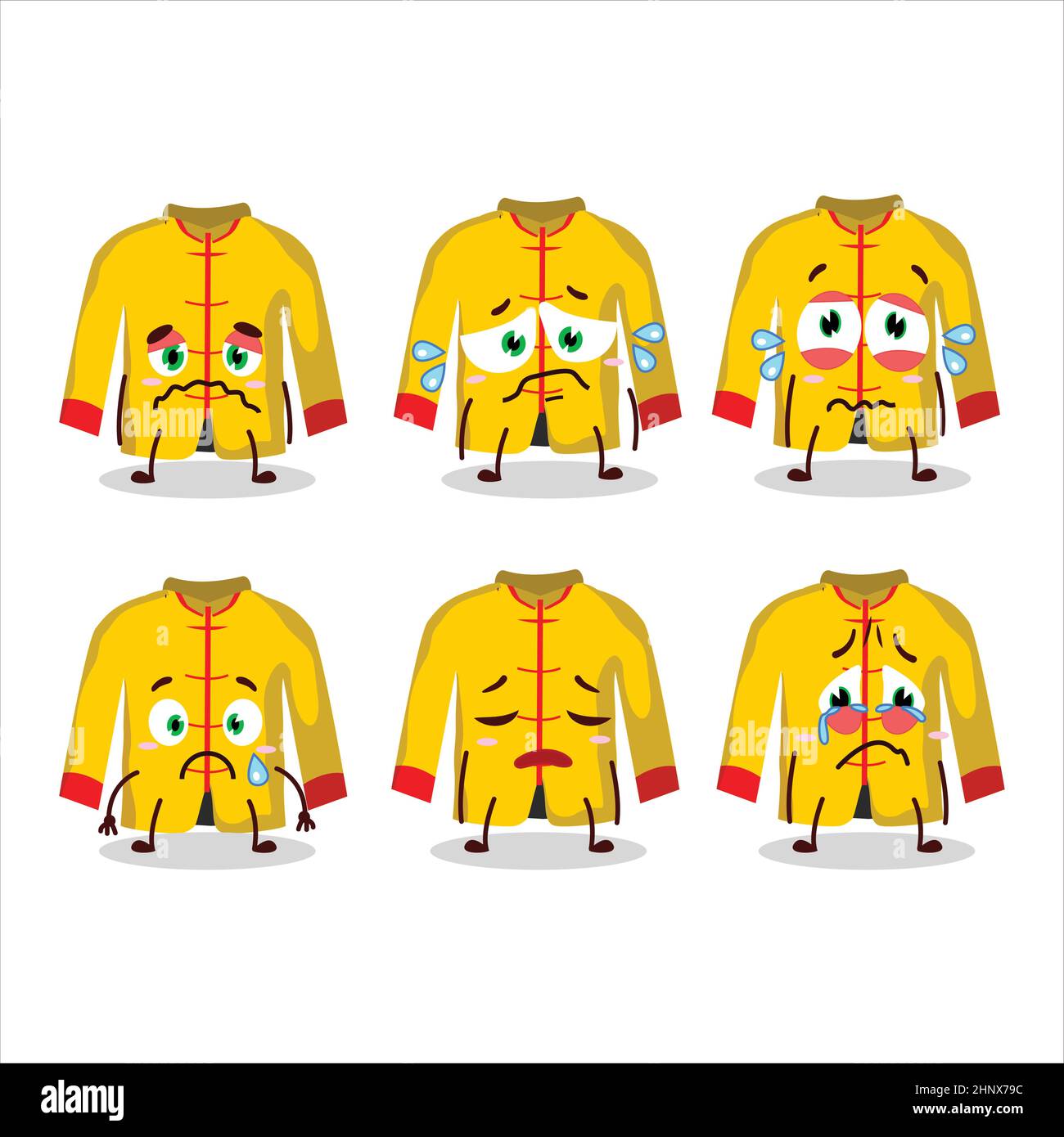 Yellow chinese traditional costume cartoon character with sad ...