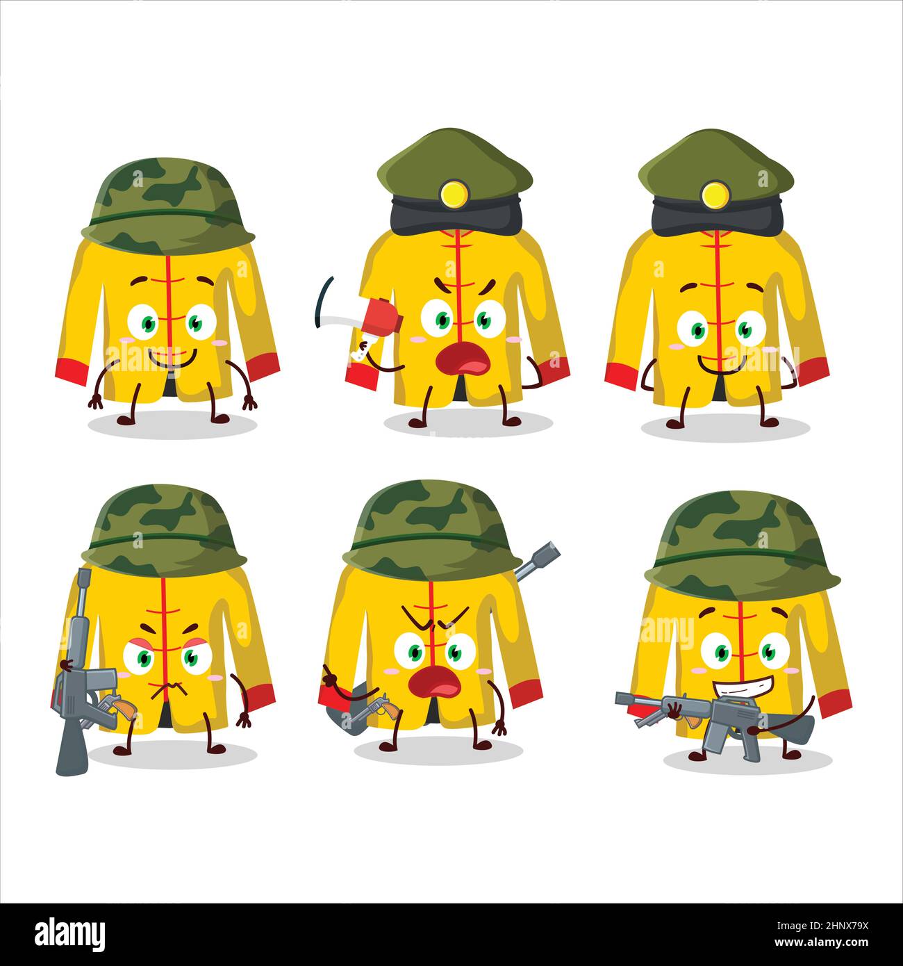 A charming soldier yellow chinese traditional costume cartoon picture ...