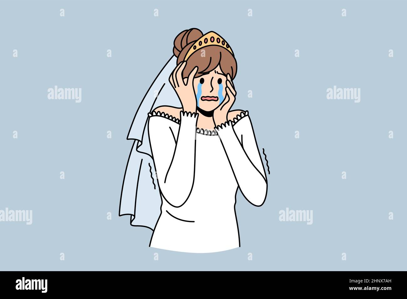 Abandoned bride, deception, betrayal concept. Young sad depressed ...