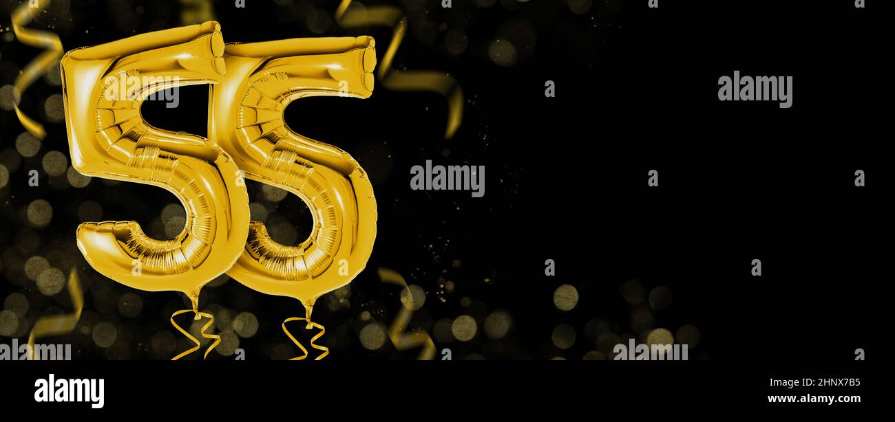 Golden balloons with copy space - Number 55 Stock Photo - Alamy