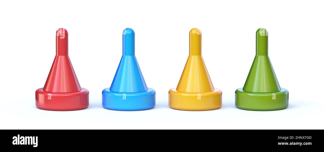 Four game pawns 3D rendering illustration isolated on white background ...