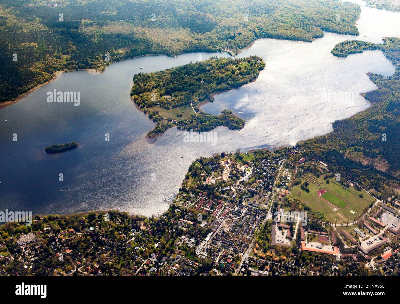 aerial of the Wannsee in Berlin with sailing boats Stock Photo - Alamy