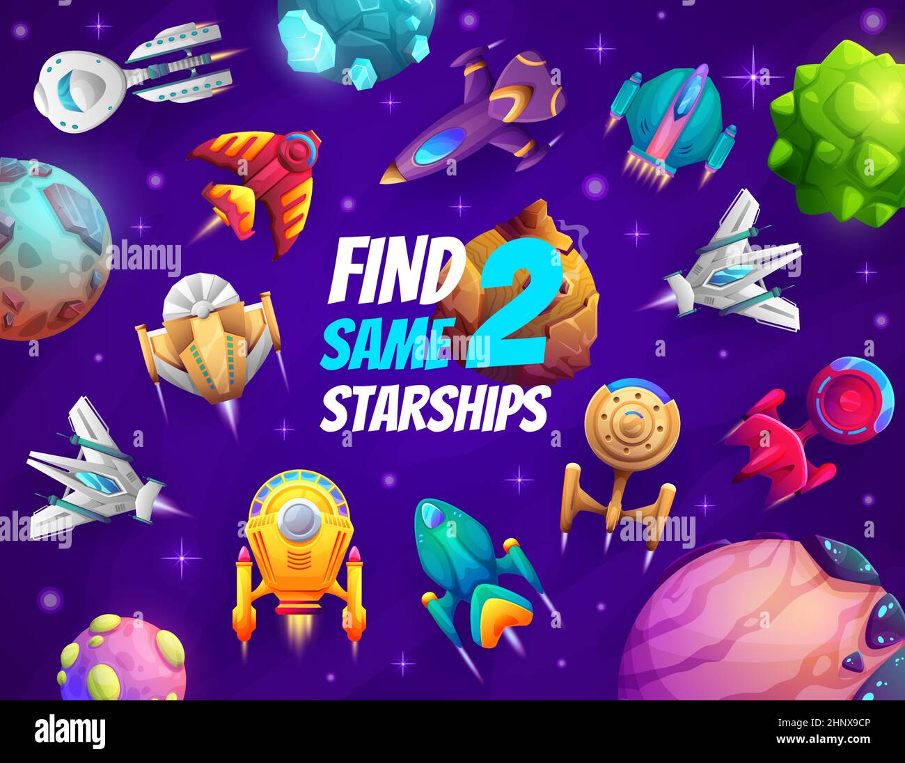 Find two same cartoon starships, spaceships and starcrafts in galaxy ...