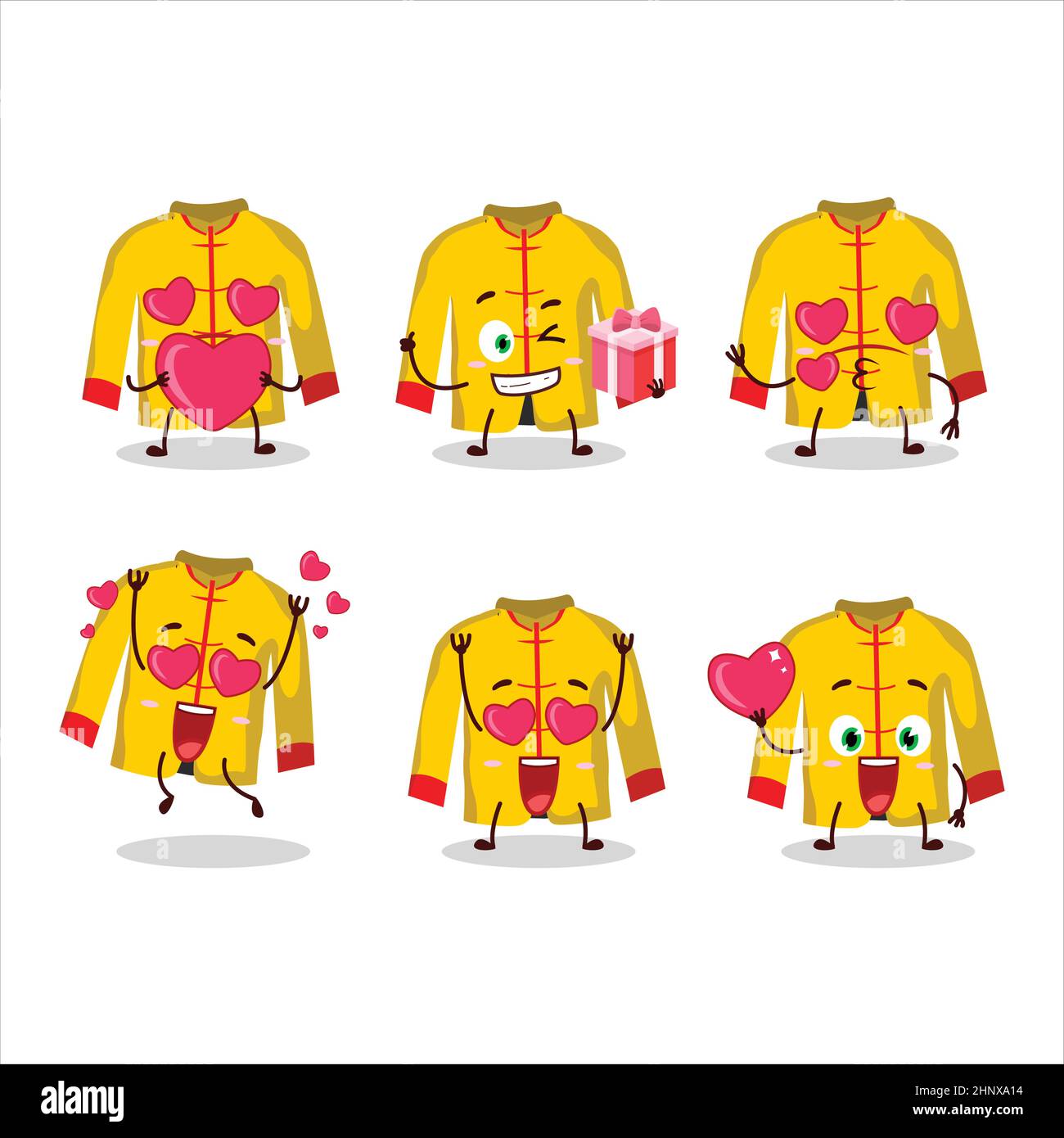 Yellow chinese traditional costume cartoon character with love cute ...