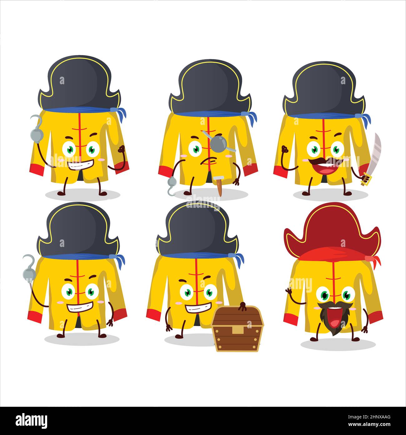 Cartoon character of yellow chinese traditional costume with various ...