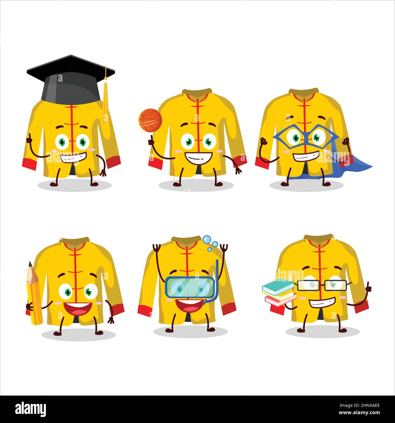 School student of yellow chinese traditional costume cartoon character ...
