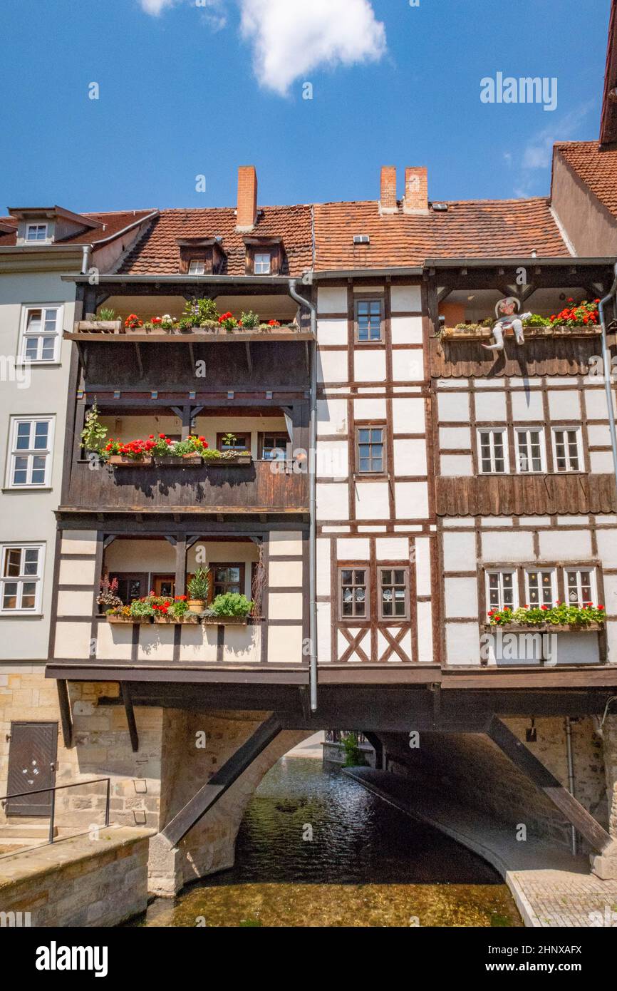 Bridge Kramerbrucke in Erfurt in a beautiful summer day, Germany Stock ...