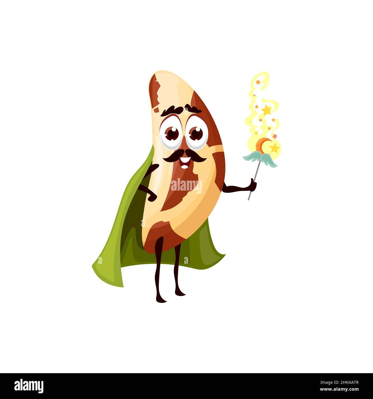 Funny Brazilian nut wizard or magician character with magic wand ...