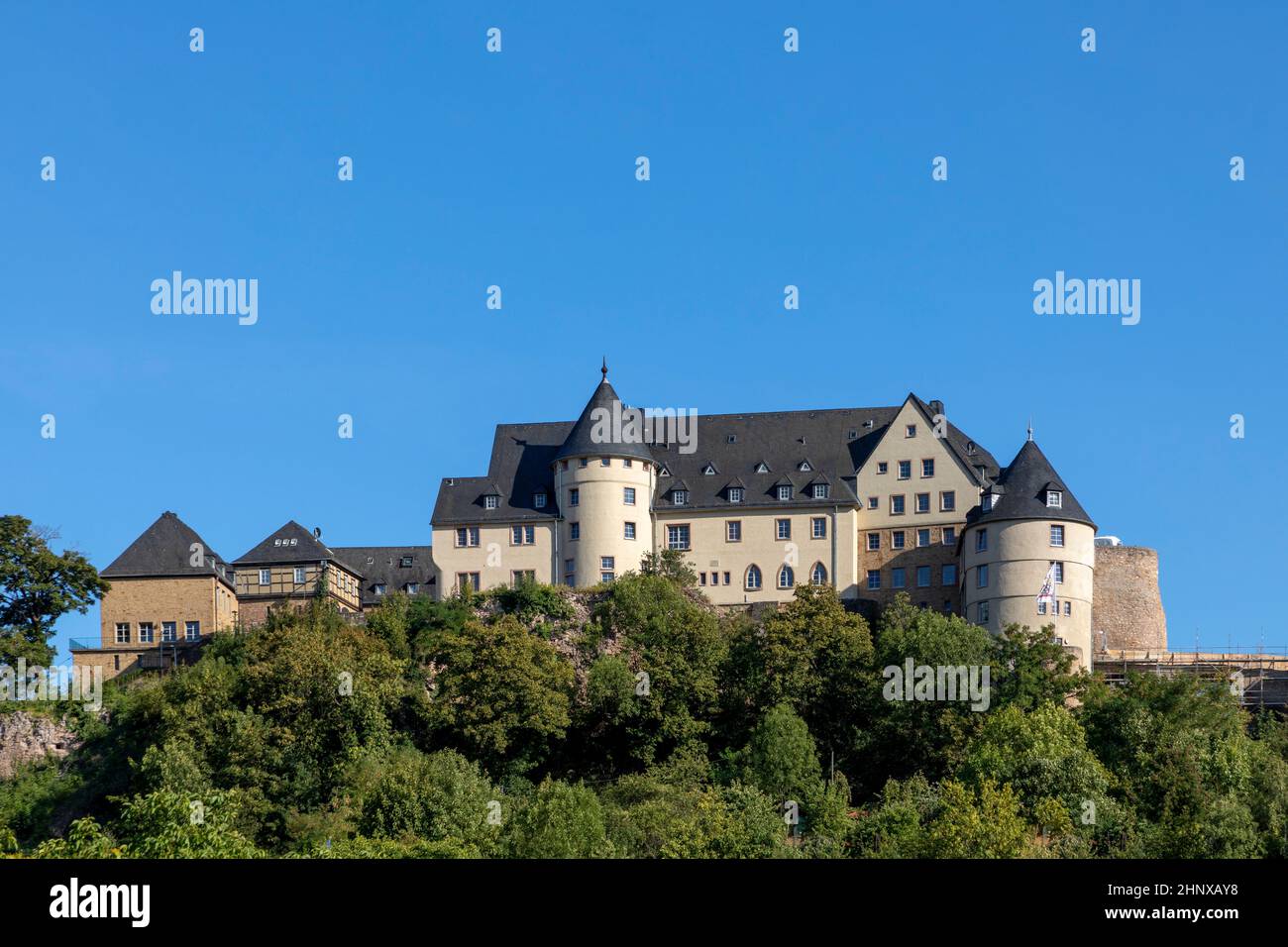 historic Ebernburg near Bad Kreuznach at the hill under blue sky Stock ...
