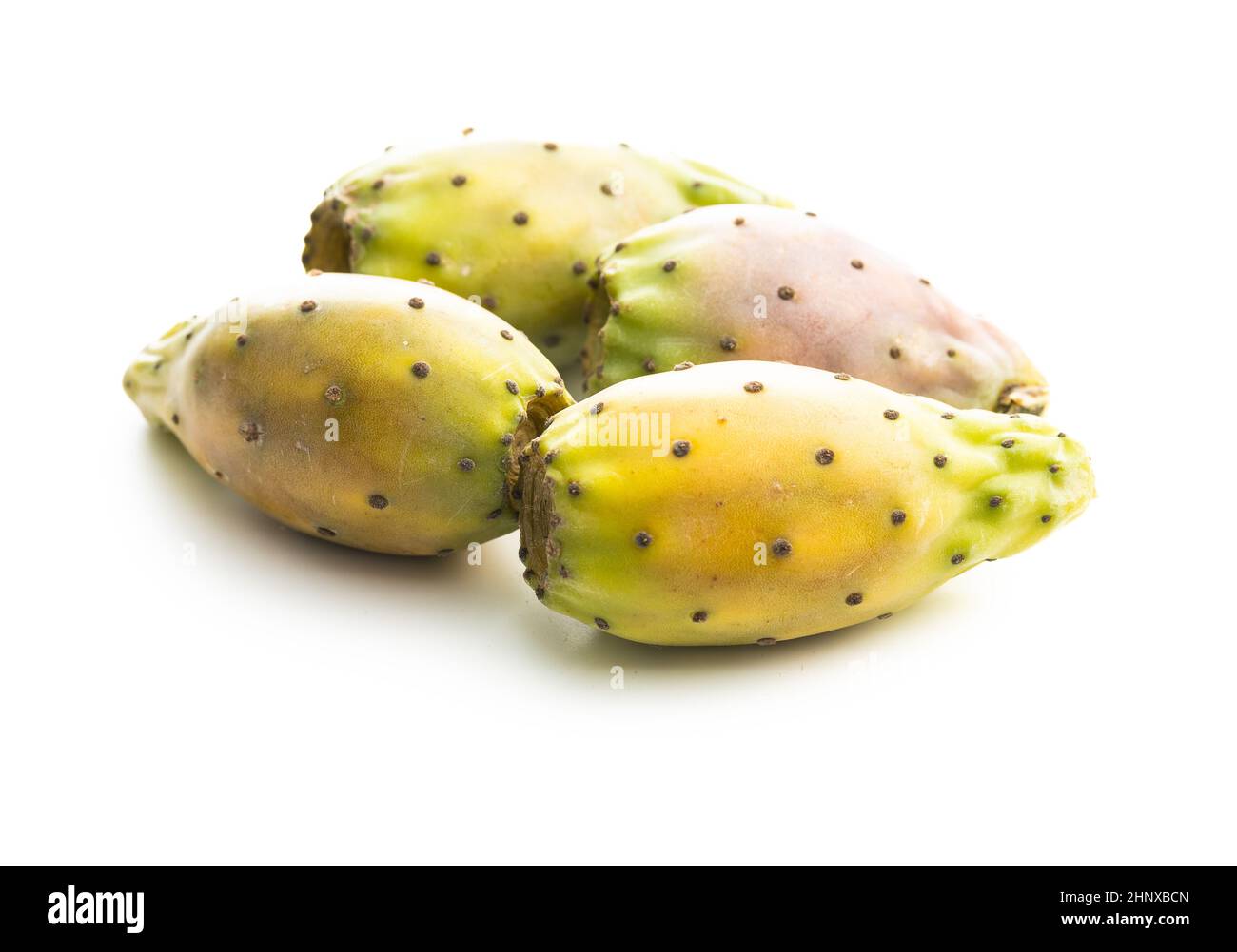 Raw prickly pears. Opuntia or indian fig cactus isolated on white ...
