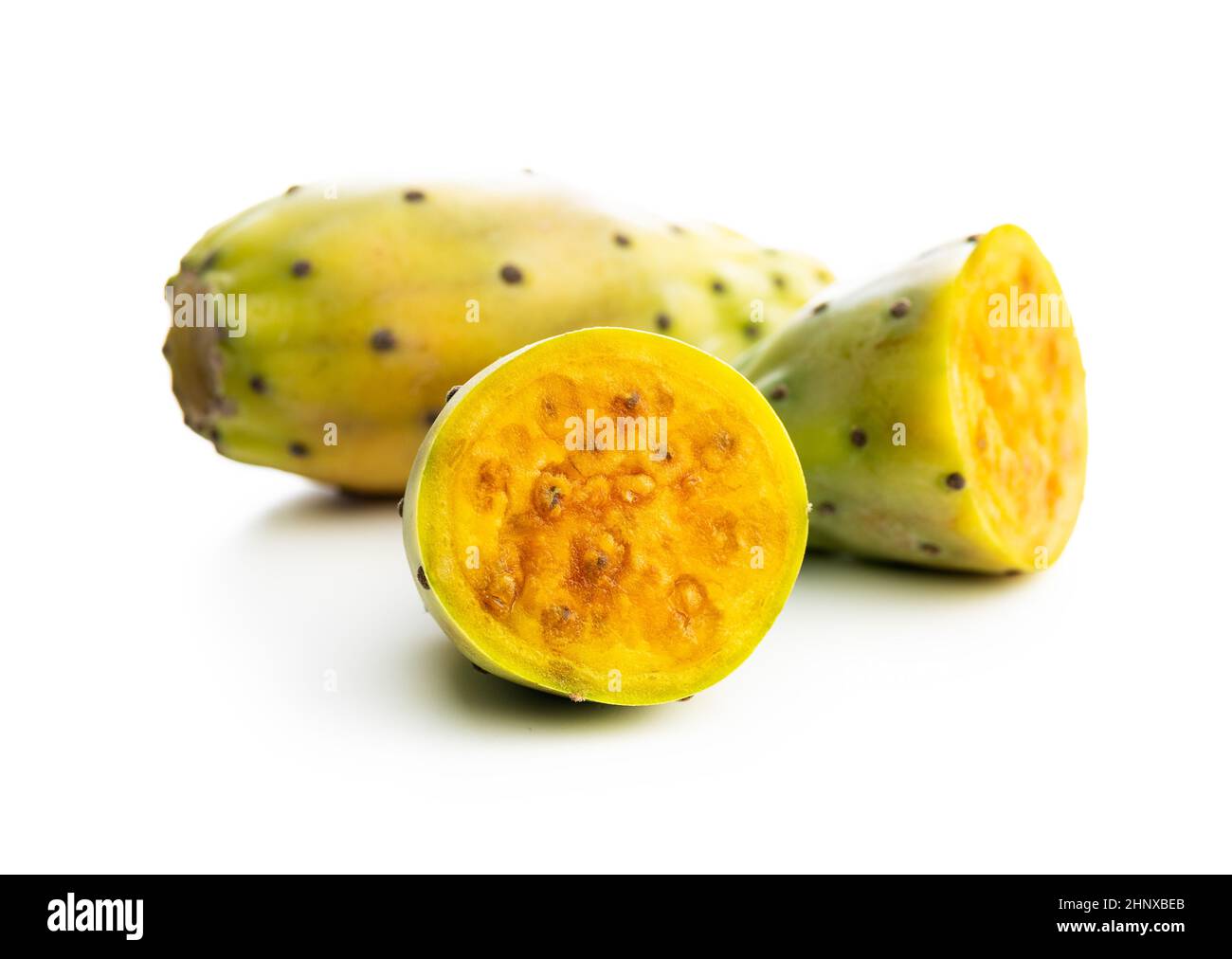 Raw prickly pears. Opuntia or indian fig cactus isolated on white ...