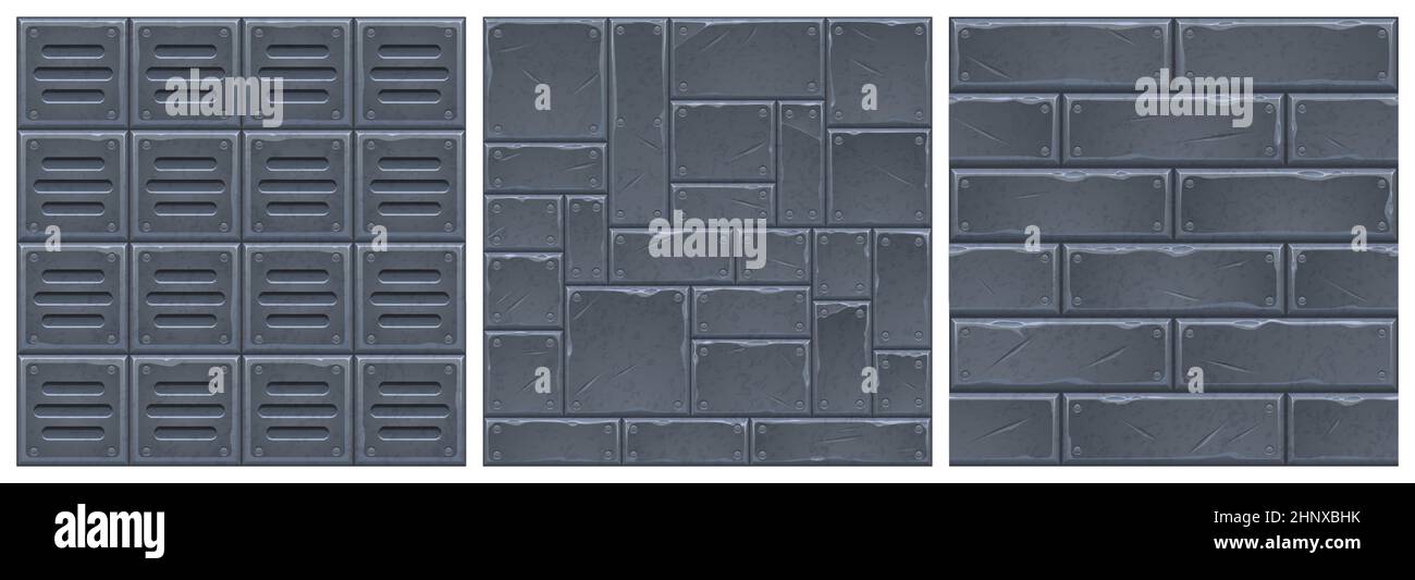 Textures of metal plates, old steel sheets with screws for game ...