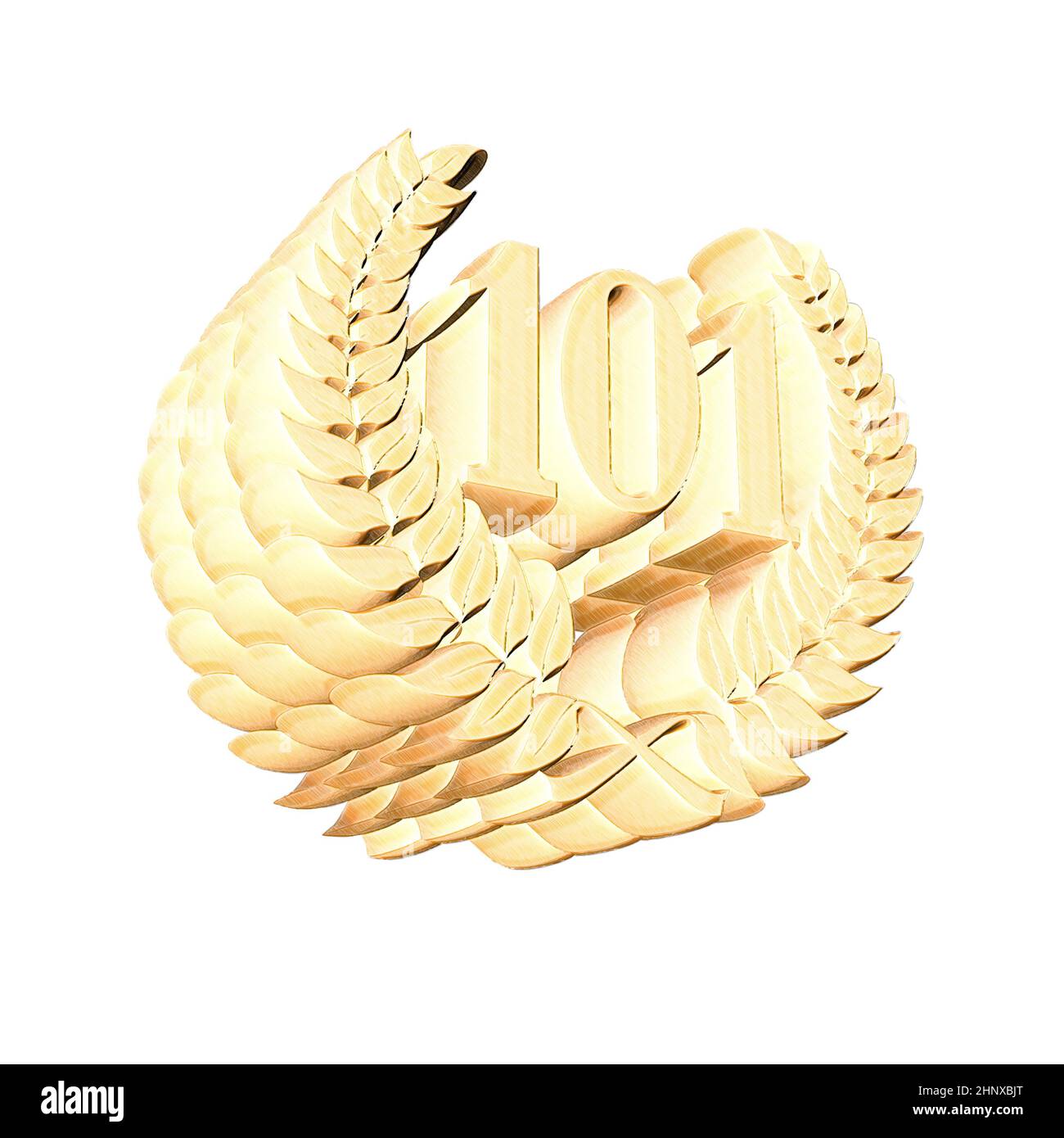 Number 101 with laurel wreath or honor wreath as a 3D-illustration, 3D ...
